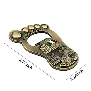 Xiongqi Footprint Bottle Openers,Metal Refrigerator Sticker Opener Italian Bigfoot Tourist Souvenirs Retro Crafts Creative Beer