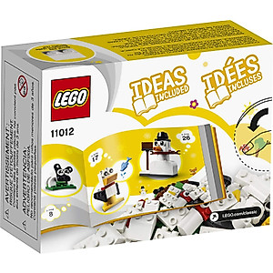 LEGO Classic Creative White Bricks 11012 Building Kit; Toy Building Set for Creative Play with 3 Build Ideas, Including a Snowman, Sheep and Seagull; Great for Kids Aged 4 and Up, New 2021 (60 Pieces)