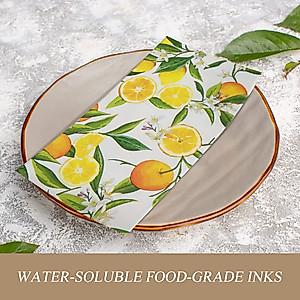 100pcs Lemon Guest Napkins 3 Ply Disposable Paper Yellow Citrus Fruit Lemons Dinner Hand Napkin for Bathroom Powder Room Lime Floral Tropical Summer Spring Party Decorative Towels (Lemon)