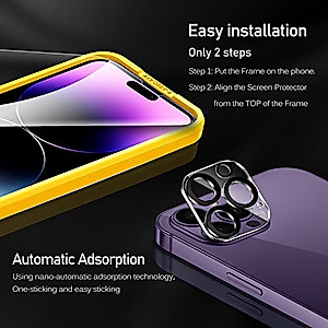 ivoler Screen Protector [3+3 Pack] for iPhone 14 Pro 6.1 inch [3 Pack] with [3 Pack] Camera Lens Protector, Double Shatterproof Tempered Glass [Easy Installation Frame] [9H Hardness] [99.99% HD Clear]