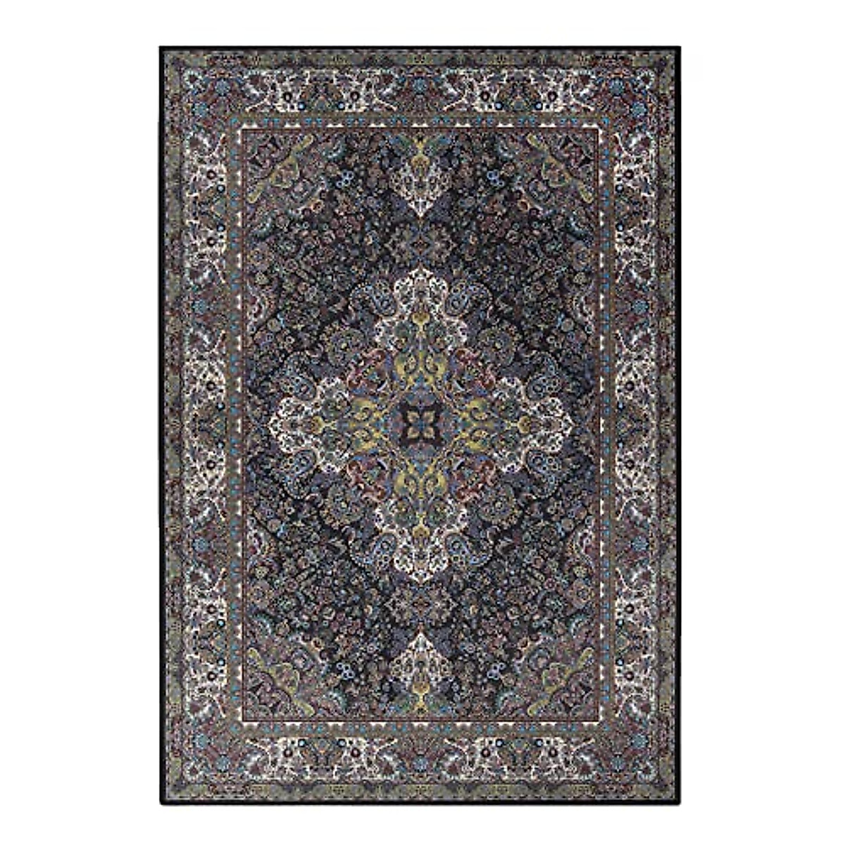 SUPERIOR Washable Indoor Large Area Rug, Southwestern Home Decor, Floor Rugs for Living Space, Dining Room, Kitchen, Office, Bedroom, Vintage Geometric Aesthetic, Cardinal Collection, 6' x 9', Black