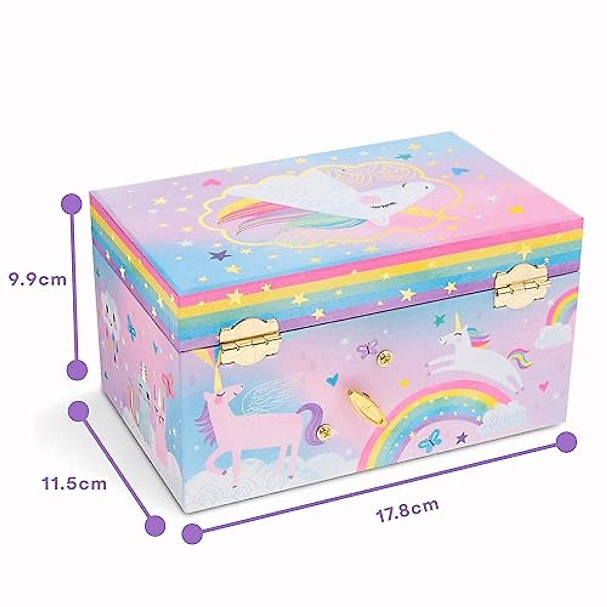 Jewelkeeper Girl's Musical Jewelry Storage Box with Pullout Drawer, Cotton Candy Unicorn Design, The Beautiful Dreamer Tune