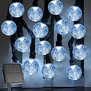 Lotenten Solar String Lights Outdoor 80 Led 46ft Globe Lights,8 Modes Waterproof Solar Powered Decorative String Lights for Patio Garden Yard Party Wedding Festival(Pure White)