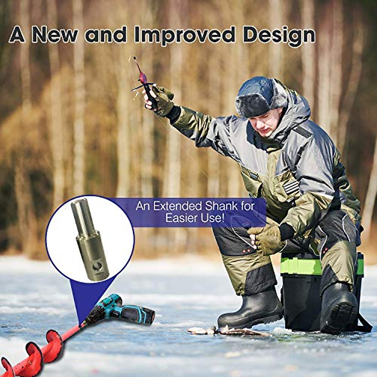 Ice Auger Drill Adapter I High-Quality 304 Stainless Steel I Fits Drill Chuck: 1/2" plus and 1/4" Hole for 1/4"-20 Wing Bolts & Locking Screws I