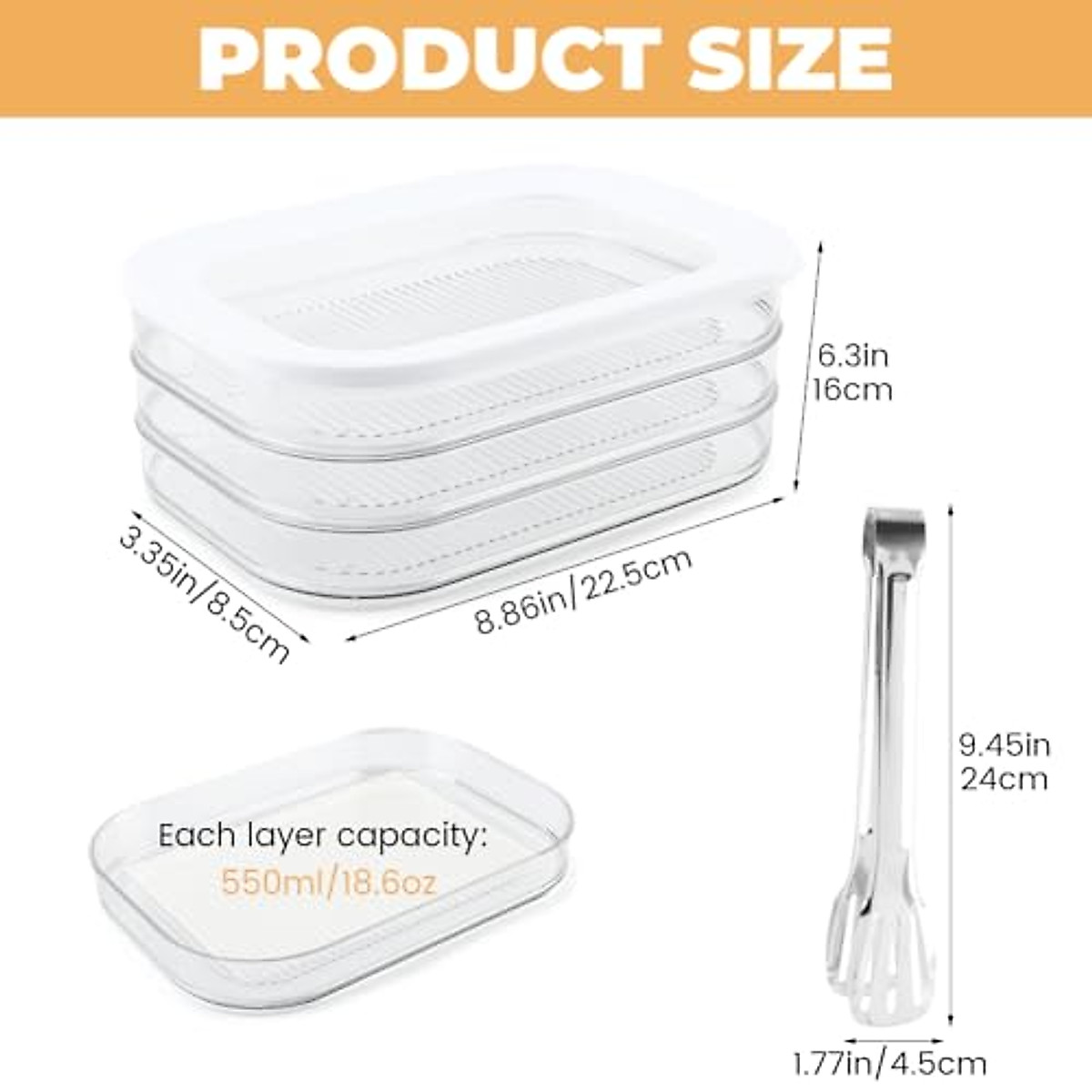 PUXING Deli Meat Container for Fridge Bacon Lunch Meat Container for Refrigerator Airtight Lunch Meat Storage Boxes Meal Prep Containers Stackable Food Storage Boxes with Lid/Food Clip(SIZE:18.06oz)