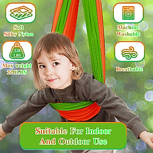 Indoor Therapy Sensory Swing for Kids,Double Layers Adjustable Snuggle Cuddle Hammock Lycra Therapy Swing Has Calming,Outdoor Swing Hammock for Child & Adult with Autism, ADHD,Aspergers,Special Needs