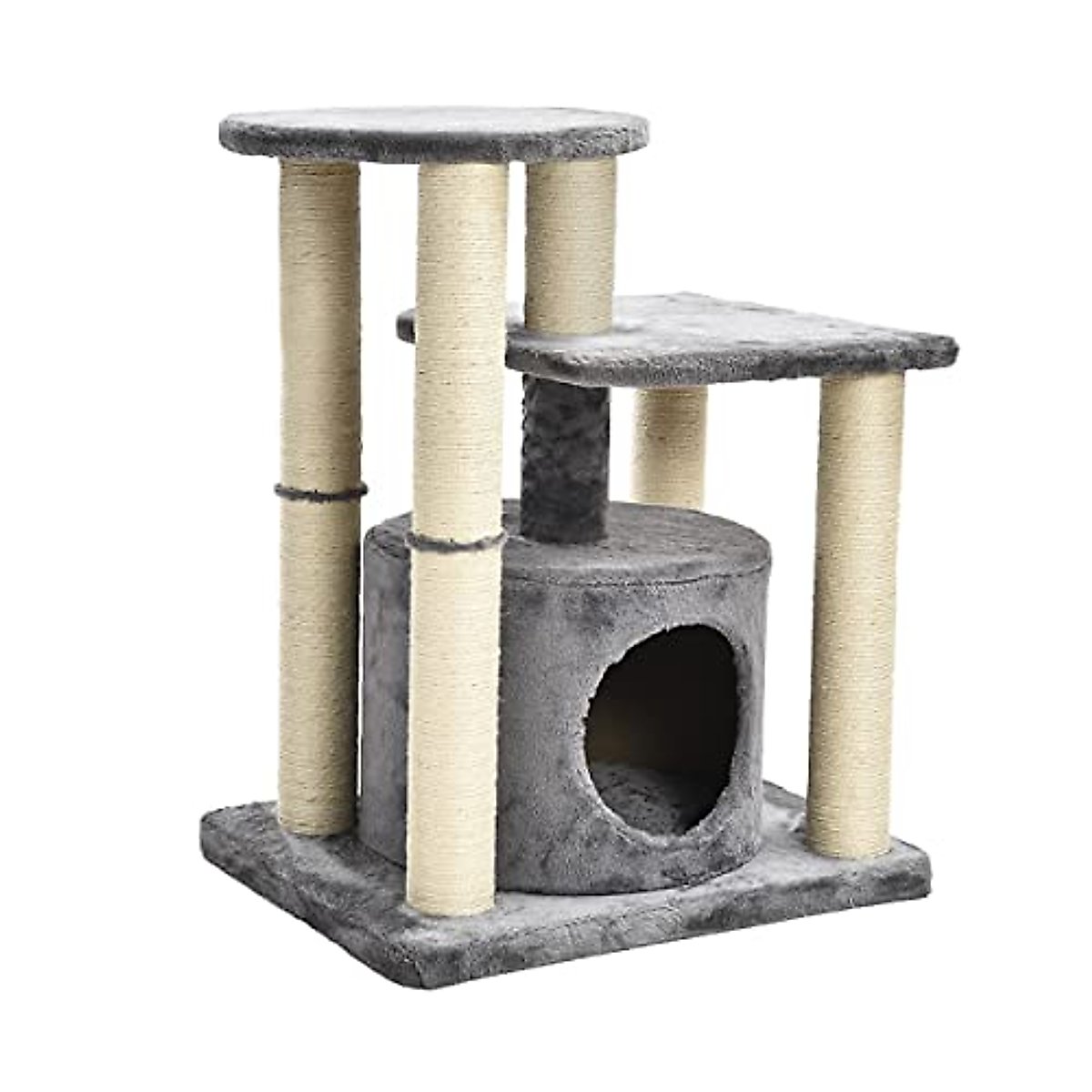 Amazon Basics Small Cat Tree Tower With Condo And Scratching Post - 26 x 19 x 31 Inches, Gray