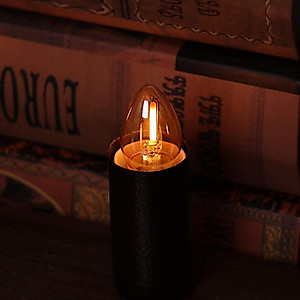 Tsunetani-C7 Edison LED Filament Mini Night Light Bulbs 0.5W Equivalent to 5 Watt Incandescent - E12 Candelabra Base 2200K Ultra Warm White for Home Decorate LED Village Bulb - 3Pack (Amber Glass)