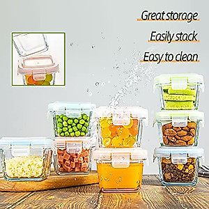 CZUMJJ 5 oz Square Glass Food Storage Containers Set of 24, Small Containers with Locking Lids, Airtight Glass Food Jars for Food Portion, Snacks | Freezer, Microwave & Dishwasher Safe