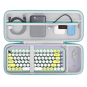 Canboc Hard Carrying Case for Logitech POP Keys Mechanical Wireless Keyboard and POP Wireless Mouse, Mesh Pocket fits Cables, USB Receiver, Spare Keycaps and More Accessories, Mint Green