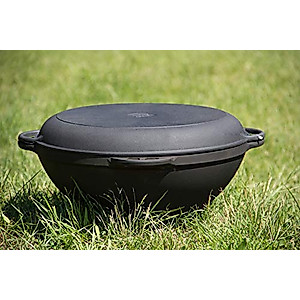 Kazan Uzbek 12 L Cast Iron Pot Plov Making Cookware Insulated Double Handle Dish Heavy Duty Oven with Lid Frying Pan