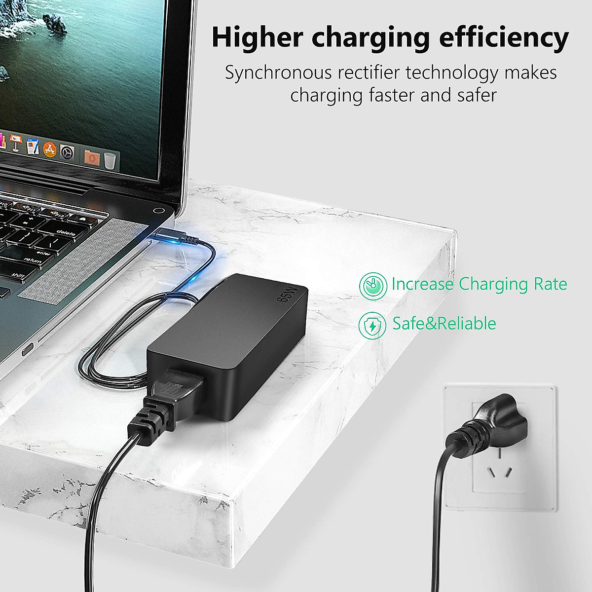 65W USB C Laptop Charger for Lenovo Yoga 6 7 9 7i 9i, ThinkPad X1 Carbon Gen 6 7 8 9 10 11, T14 T16 Gen 1 Gen 2, T480s T490 - Compatible with Yoga 730 920 C740 C940 & More - Universal Power Adapter