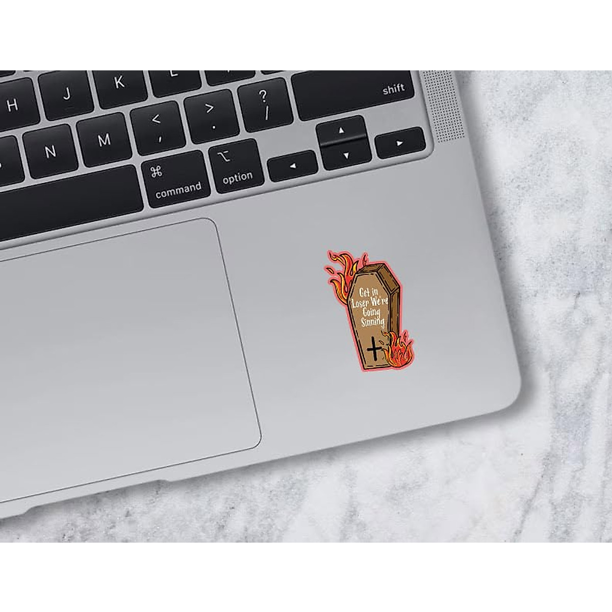 Miraki Get in Loser We're Going Sinning Coffin Sticker, Coffin and Flames Sticker, Style Coffin Sticker, Water Assitant Die-Cut Booktok Decals for Laptop, Phone, Water Bottles, Kindle Sticker