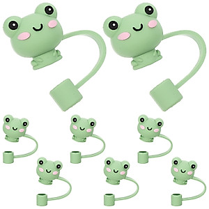GLEAVI 8pcs Animals Straw Tips Cover Reusable Cute Frog Straw Toppers Straw Cover Plugs for Drinking Straws Party Straw Caps Decoration