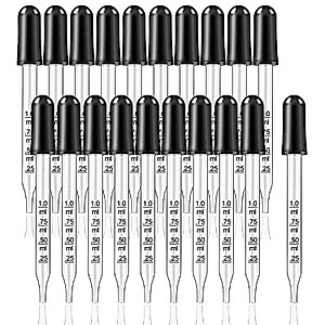 20pcs 1ml Glass Dropper,Essential Oil Dropper Pipette, Straight-Tip Calibrated Glass Medicine Dropper.