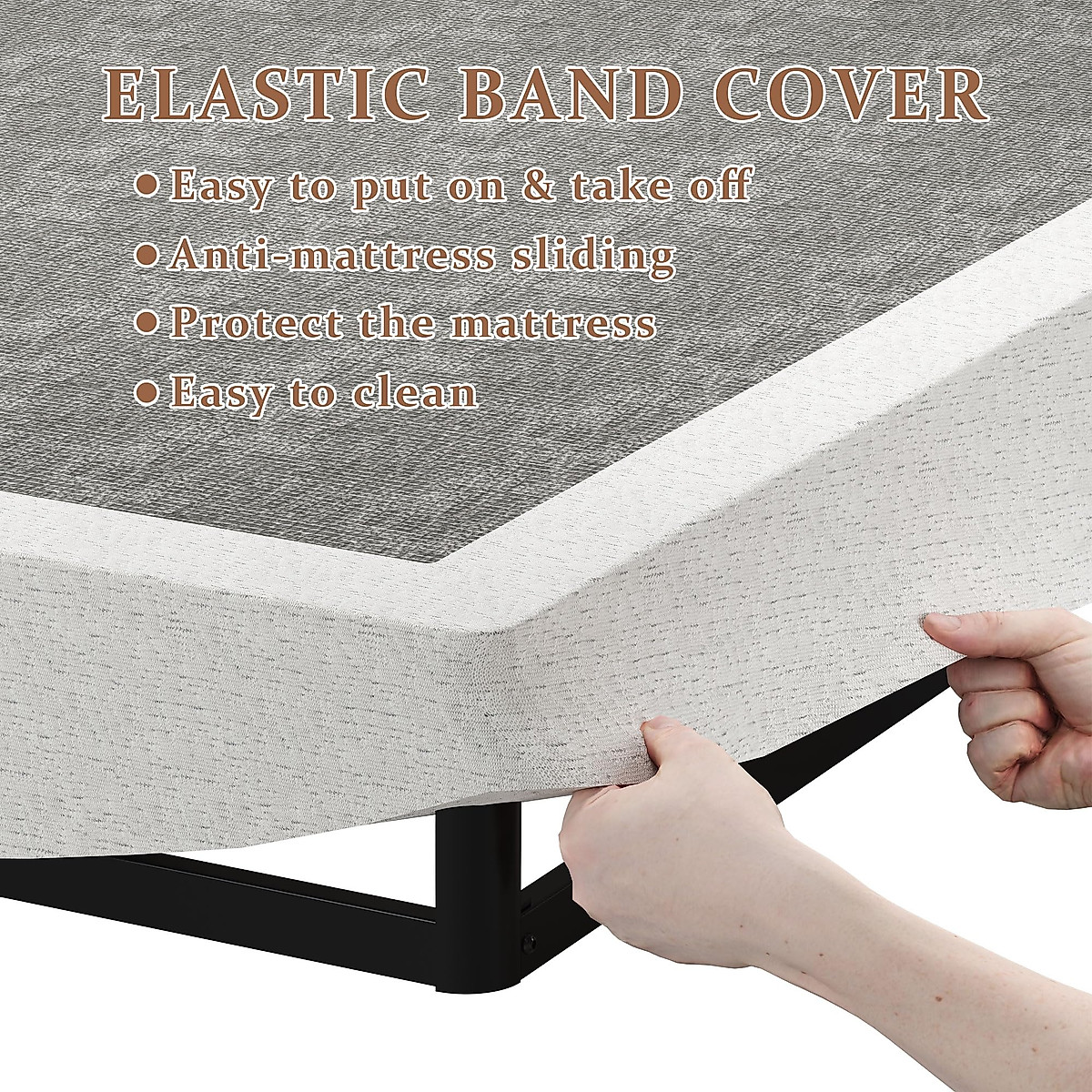 SHOANED Queen Size Box Springs - 5 Inch Low Profile Mattress Foundation No Noise Heavy Duty Metal Basics Bed Base with Clean Fabric Cover, Easy Assembly