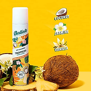 Batiste Dry Shampoo, Tropical Fragrance, Refresh Hair and Absorb Oil Between Washes, Waterless Shampoo for Added Hair Texture and Body, 6.35 OZ Dry Shampoo Bottle