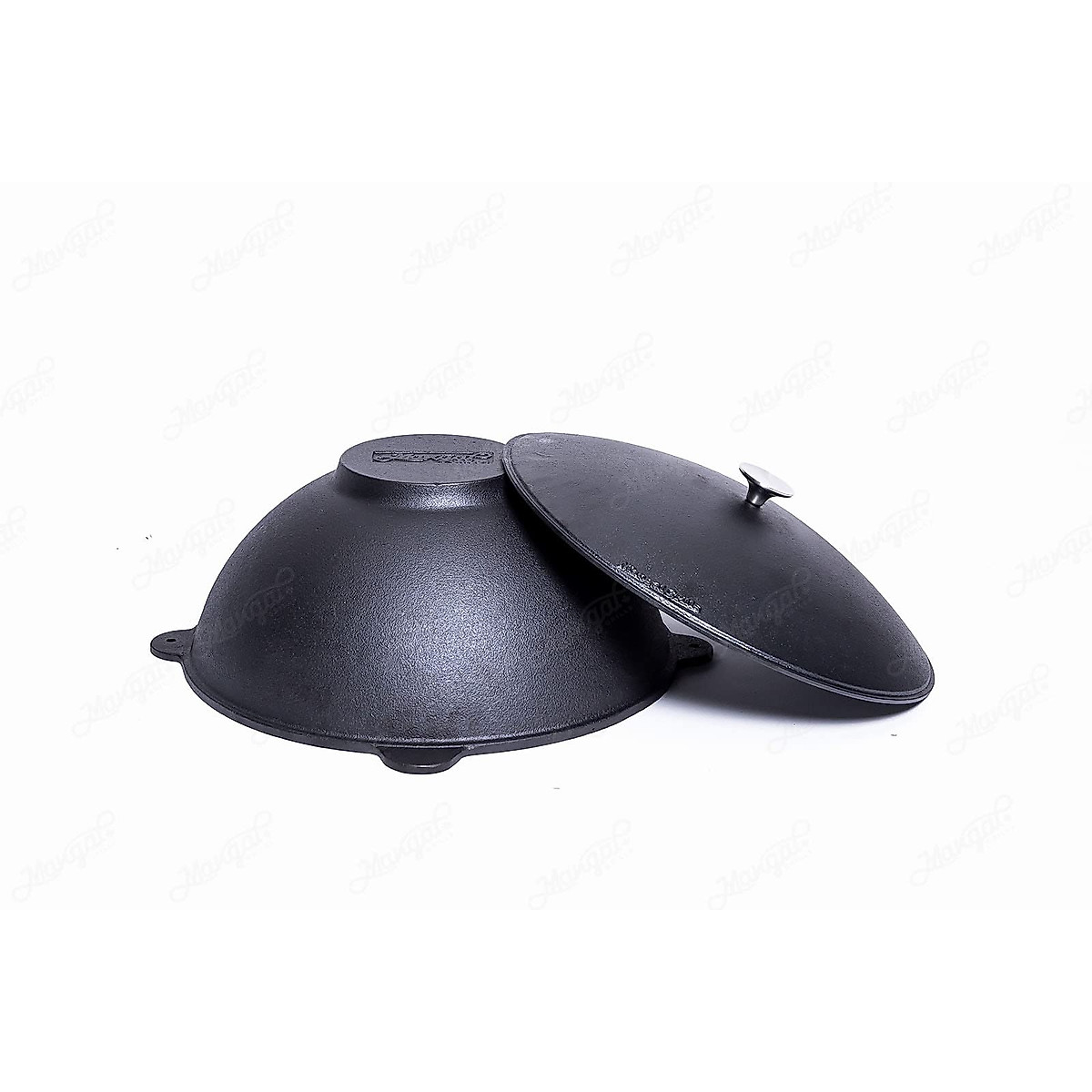 Kazan Cast Iron Cauldron Qazan Qozon Kadai (9L-2.3Gal) + Uchag Oven Stove Wood Fire Duch Oven (36cm-14")