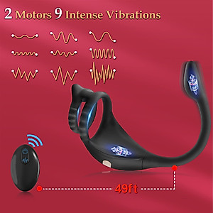 Vibrating Cock Ring Taint Stimulator with Mini Bullet, Remote Control Anal Butt Plug Prostate Massager Penis Ring Male Vibrators for Men Pleasure Sex Toys For Adult Couples