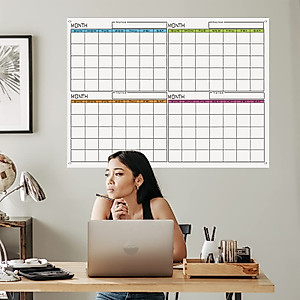 Dry Erase Calendar For Wall 4 Month,Large Blank Laminated Whiteboard Calendar,Oversized 120 Day Wall Planner,Four Month Jumbo Undated Erasable Schedule Poster For Home,Office,Classroom 24x36 Inch