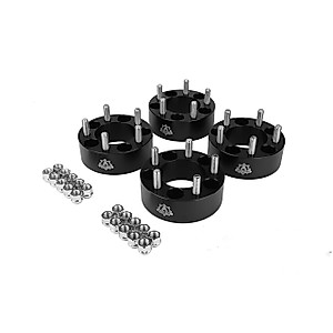 Wheel Spacer Set of 4 Black - 2" Inches 5x4.5 to 54.5 Bolt Pattern - 5x114.3mm Lug Centric 1/2-20 Hub Bore 82.5mm - Compatible with Jeep and Ford - Wrangler YJ, TJ, Liberty, Cherokee, Mustang, Ranger