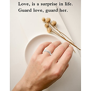 JEWME S925 Sterling Silver Deer Reindeer Antler Ring Adjustable Women Gift Lover Jewelry(7-8)