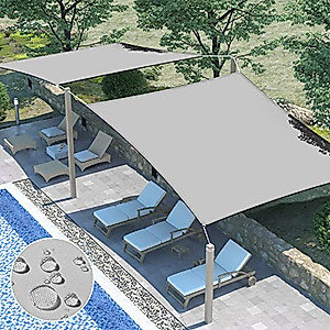 ECOOPTS 16'x16' Waterproof Sun Shade Sail Rectangle Canopy Cover UV Blockage for Outdoor Patio Pergola Backyard Garden (Light Gray)