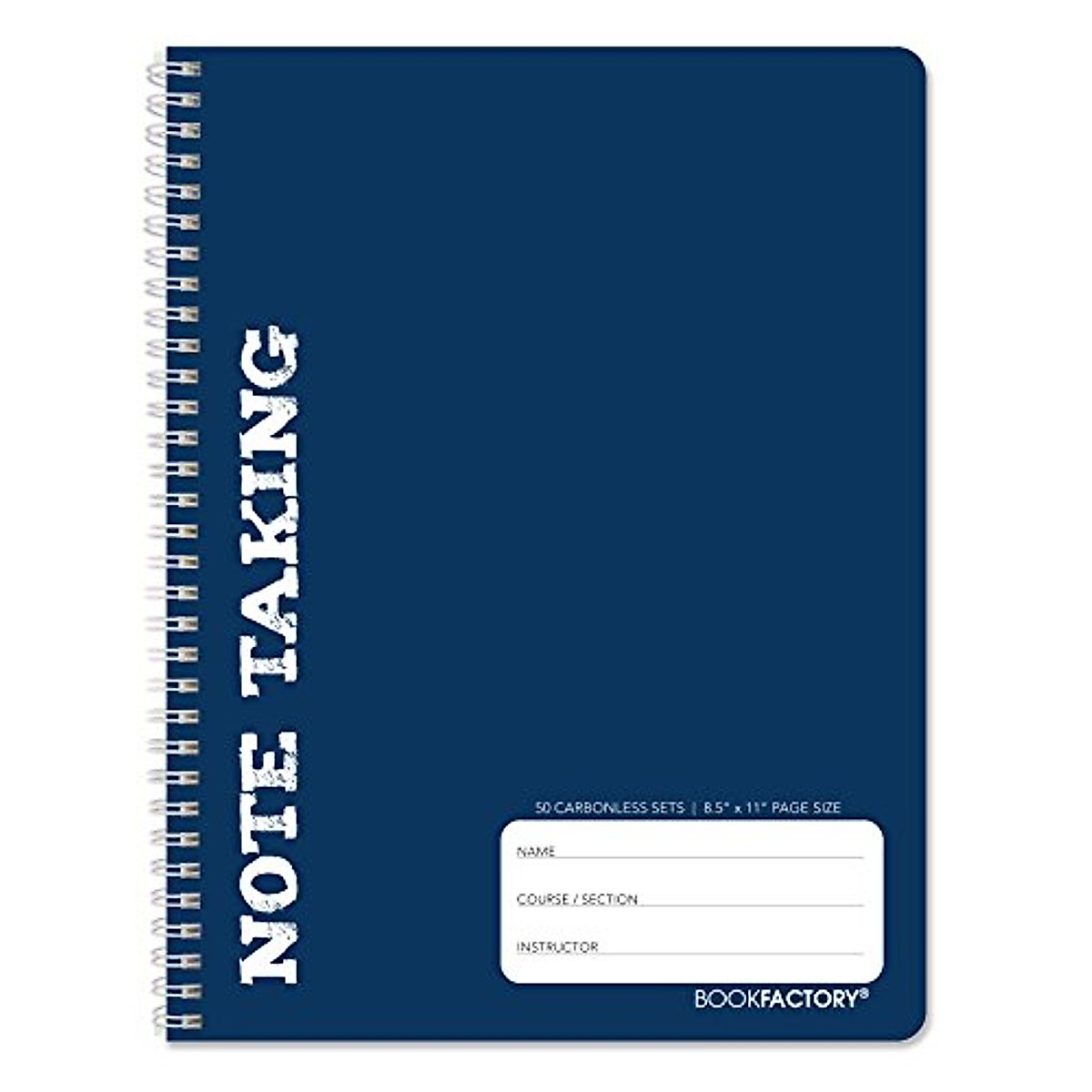 BookFactory Note Taking Notebook/Student Note Taker Carbonless Notebook, 50 Sets of 8 1/2" x 11" Pages - 100 Sheets Total - [Wire-O Bound] (LOG-050-7CW-D (NoteTaking))