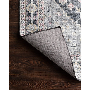 Loloi II Skye Collection SKY-02 Charcoal/Multi 7'-6" x 9'-6", 13" Thick,Area Rug,Soft,Durable,Vintage Inspired,Distressed,Low Pile,Non-Shedding,Easy Clean,Printed,Living Room Rug