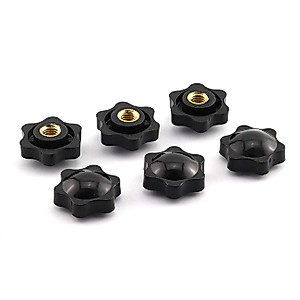 ZRM&E 6PCS 31# M8 Knurled Grip Knob Head with Copper Threaded Insert Plastic Hexagon Shape Thumb Knob