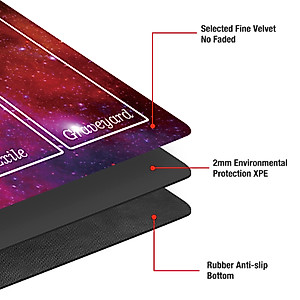 Biouai Starry Playmat for MTG Magic The Gathering - Stitched Field Rules Zones Play Mat with Free Tube Case for MTG Card Game Playing for Beginner(Purple)