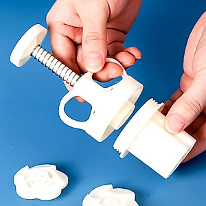 Ylskmu Cookie Stamp 6pcs 50g Moon Cake Mold Set, Thickness Adjustable Mid Autumn Festival DIY Hand Press Cookie Cutter Dessert Pastry Decoration Tool Moon cake Maker