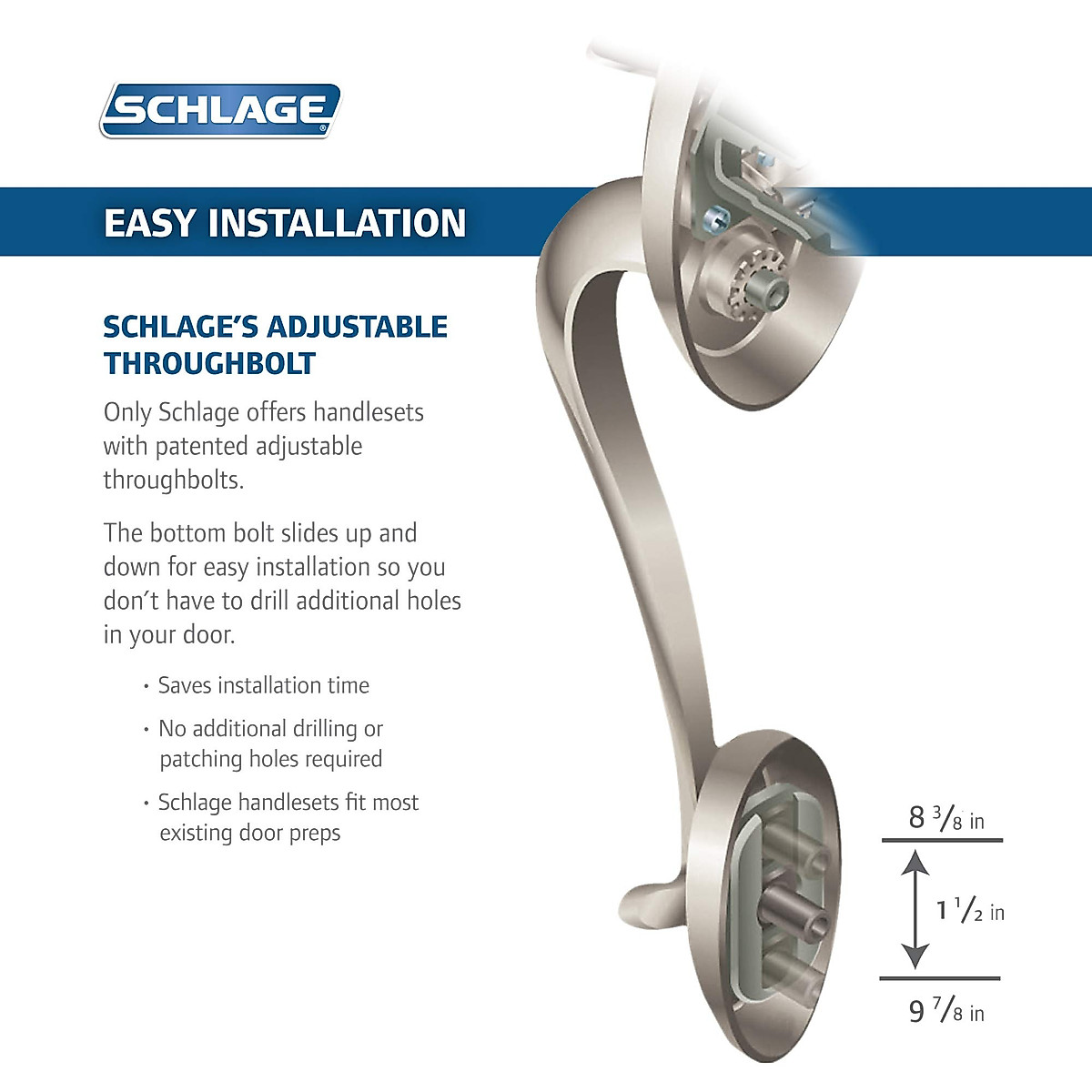 Schlage FE285-PLY-FLA-RH Plymouth Lower Handleset for Electronic Keypad with Fla, Aged Bronze