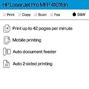 HP LaserJet Pro MFP 4101fdn Black & White Printer with Fax