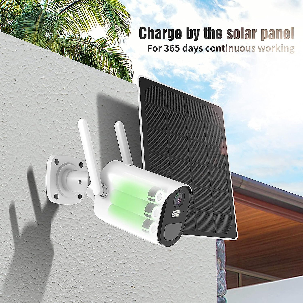 SOLIOM Solar-Security-Camera-Outdoor Wireless Battery Powered,1080p Home WiFi Security Camera,Spotlight Color Night Vision,Two-Way Talk,Siren Alarm, Motion Detection with schedulable Working time B10