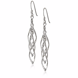 Amazon Essentials Sterling Silver Linear Swirl French Wire Earrings (previously Amazon Collection)