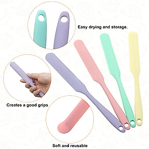 4 Pcs Silicone Jar Spatulas, Non-Stick Heat Resistant Cake Cream Spatulas Set, 9.8 inch Cake Cream Butter Spatulas(4 colors）