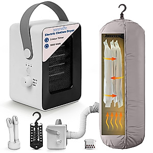 SereneLife Electric Portable Clothes Dryer | 1000W Multi-Use Mini Heater & Aroma Diffuser for Home, Apartment, Dorm, Travel & RV Camping | Suitable for Drying Clothes, Dresses, Shoes, Hats & Gloves