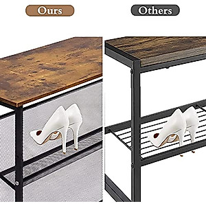 Garden 4 you 2PC 4-Tiers Shoe Storage Freestanding Organizer Modern 25.2 IN Tilting Adjustable Shoe Rack, Stable, Durable For High Heels, Entryways, Hallways, Closets, Dormitory Rooms, Brown