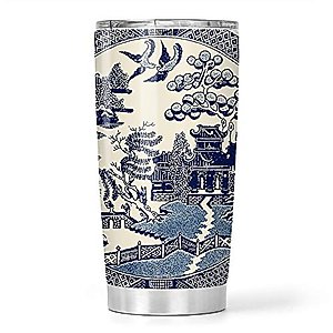 China Blue Willow Stainless Steel Tumbler 20oz Travel Mug