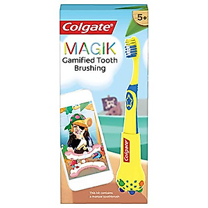 Colgate Magik Smart Toothbrush for Kids, Kids Toothbrush Timer with Fun Brushing Games Yellow 1 Count