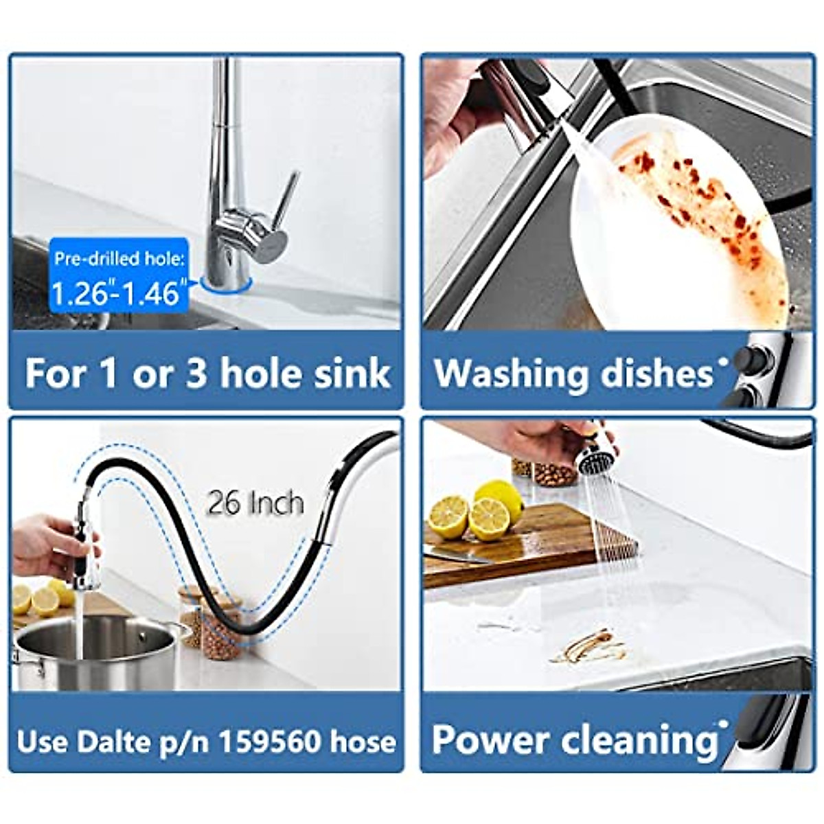 Touchless Kitchen Faucet Automatic Motion Sensor Activated Hands-Free Kitchen Sink Faucets 4Mode Pull Down Sprayer One/3 Hole Deck Plate, Kitchen Faucet for Sink w/ Smart Sensor, Auto Off