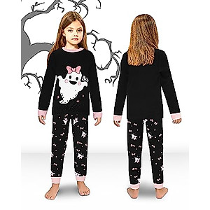 KOBERO Girls Halloween Pajamas 18-24 Month Baby Toddler Ghost PJs 100% Cotton Comfy Soft Pj Sets Sleepwear Jammies Clothes Outfits 18M/Mo, 24M/Mth