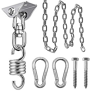 weiatas Hammock Chair Hanging Hardware Kit with Chain and Spring, Heavy Duty Porch Swing Hanger, 360 Swivel Ceiling Hooks for Punching Bag,Gym (Screw)