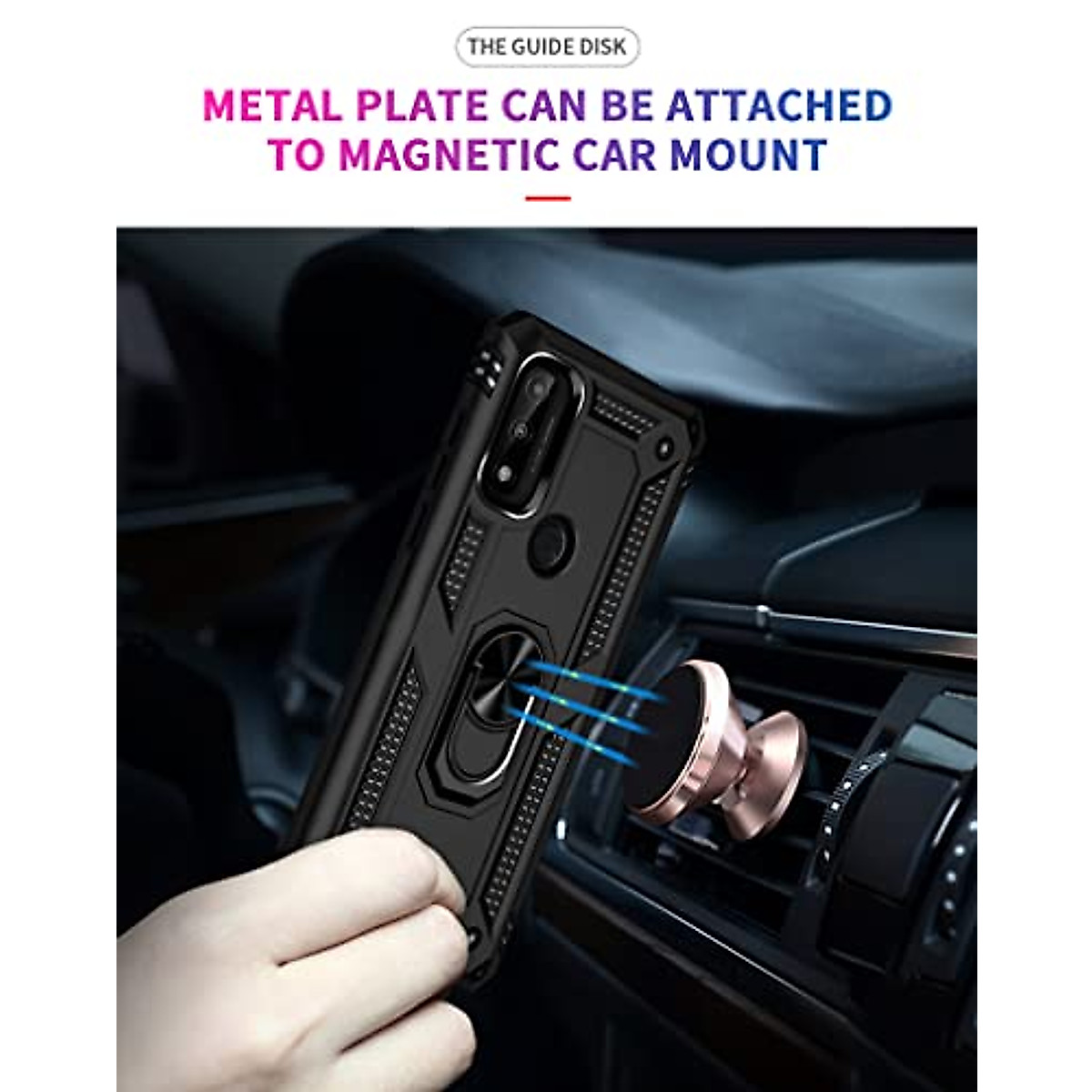 for Moto G Pure Case, Moto G Power 2022 case with Screen Protector [Military Grade 16ft. Drop Tested] Magnetic Ring Holder Kickstand Protective Phone Case for Motorola Moto G Pure 2021, Black