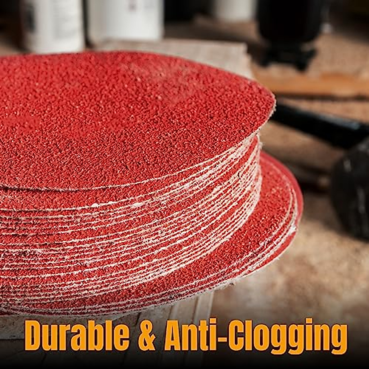 POWERTEC 110541, 30 Pack, 8" PSA A/O Sanding Disc | 60, 80, 100, 120, 180, 240, Assorted Grits, Red