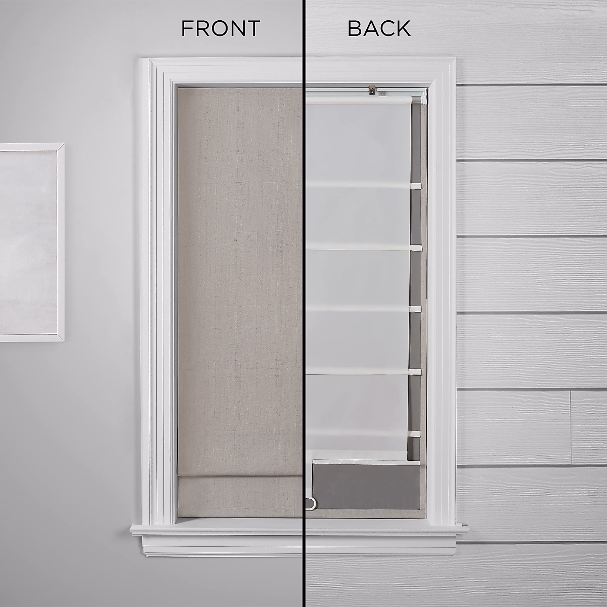 ECLIPSE Kylie Total Privacy Blackout Cordless Lined Window Roman Shade for Living Room, 35 in x 64 in, Grey