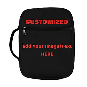 Veniyate Customized Add Your Own Image Bible Holder Bible Cover Carry Organizer Portable with Zipper and Front Pocket Large Capacity Church Bible Protective