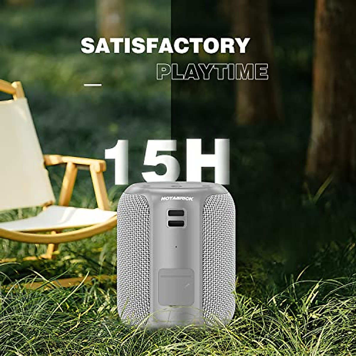 NOTABRICK Bluetooth Speakers,Portable Wireless Speaker with 15W Stereo Sound, Active Extra Bass, IPX6 Waterproof Shower Speaker, TWS, Portable Speaker for Party Beach Camping