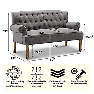 Rosevera Celino para Sala Love Seats Furniture Sofa in a Box Long Couches for Living Room Settee Loveseat, Standard, Dove Gray